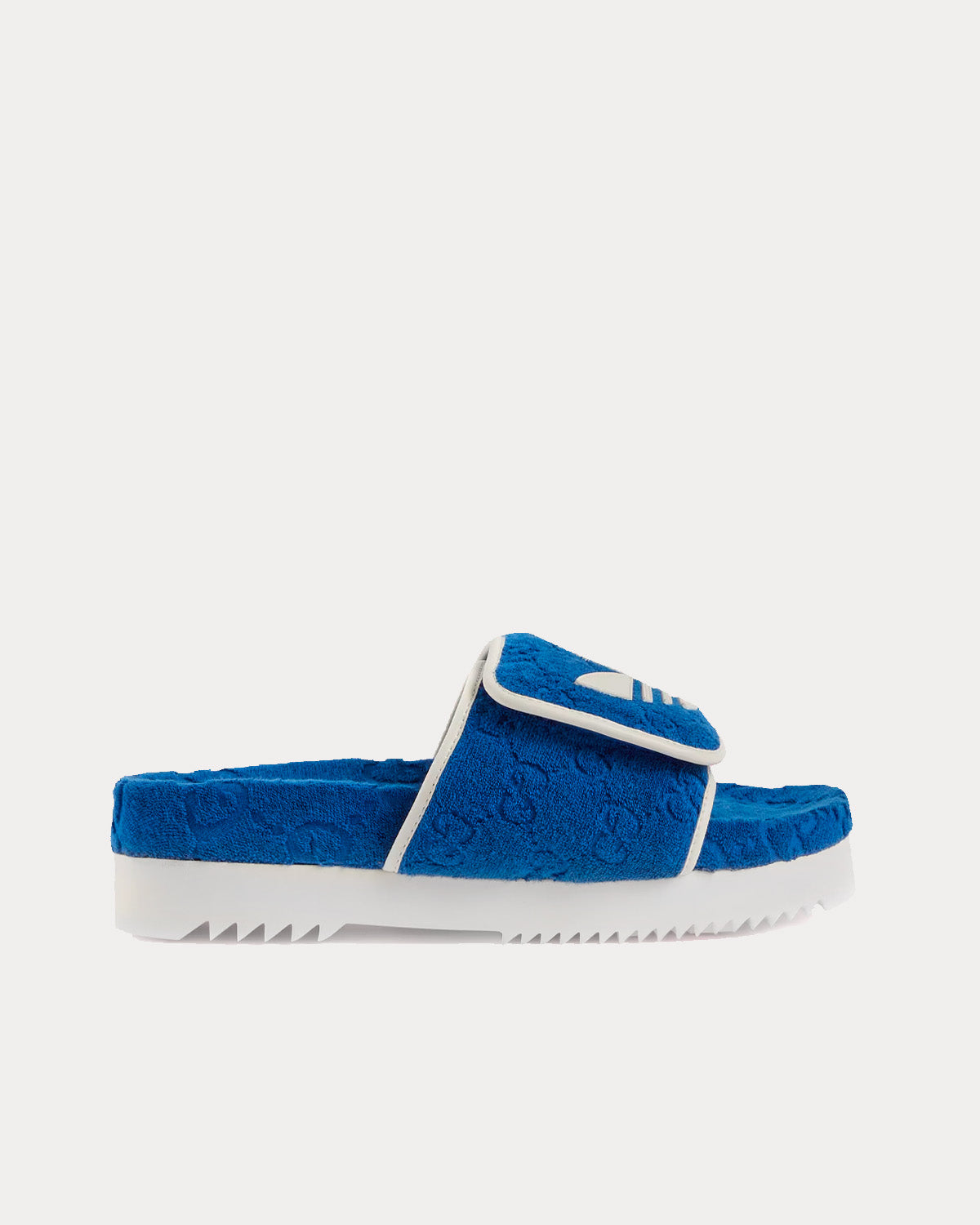 Adidas x Gucci Men's GG Platform Blue Cotton Sponge Sandals