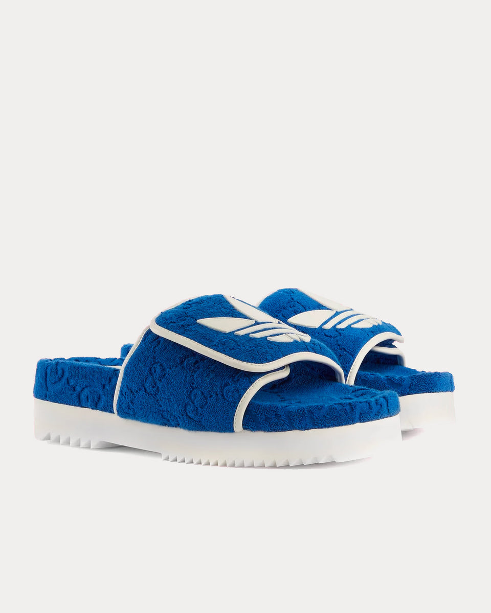 Adidas x Gucci GG Platform Blue Cotton Sponge Sandals - Sneak in Peace