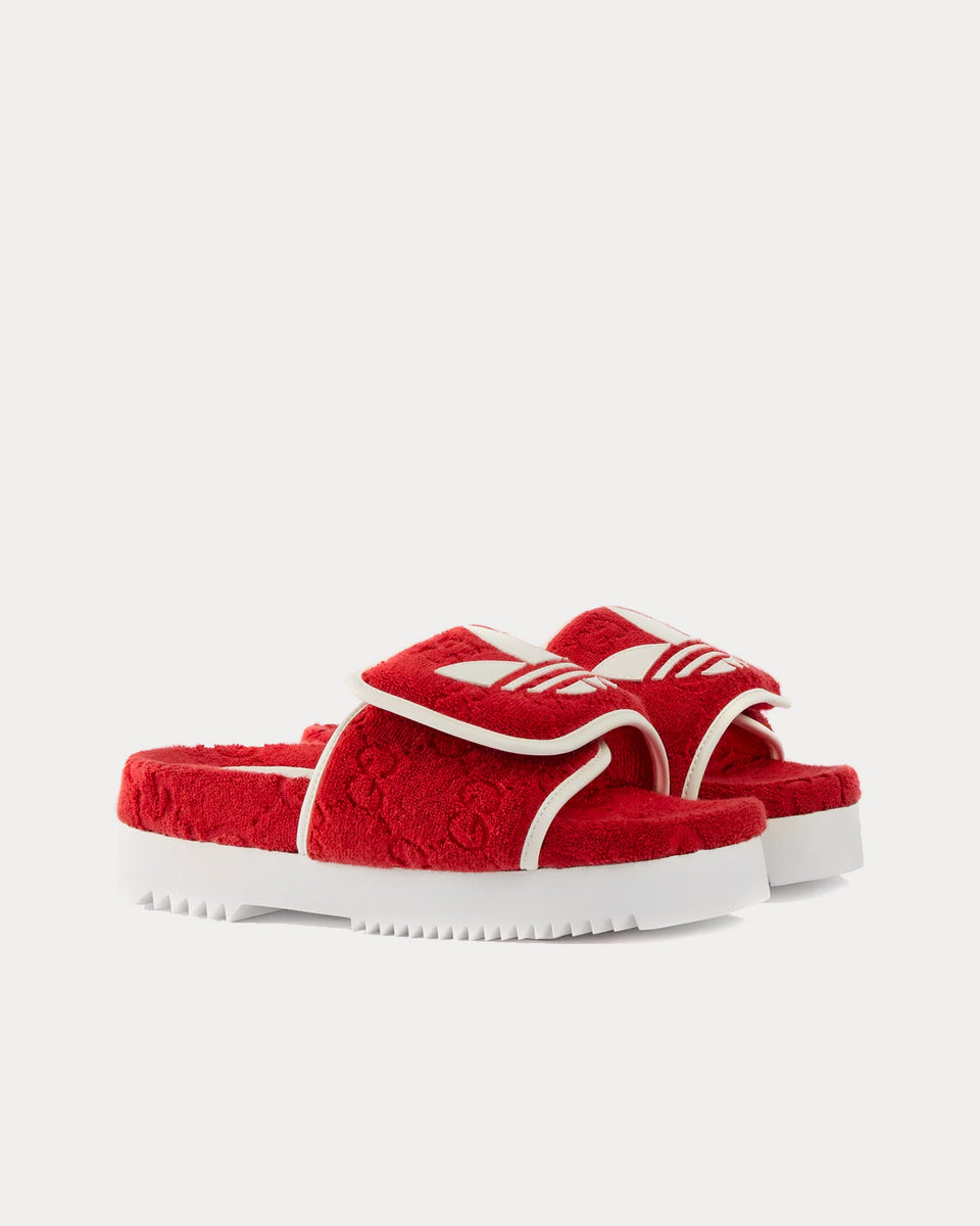 Adidas x Gucci GG Platform Red Cotton Sponge Sandals - Sneak in Peace