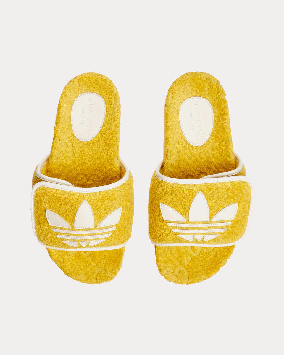 Adidas x Gucci GG Platform Yellow Cotton Sponge Sandals - Sneak in Peace