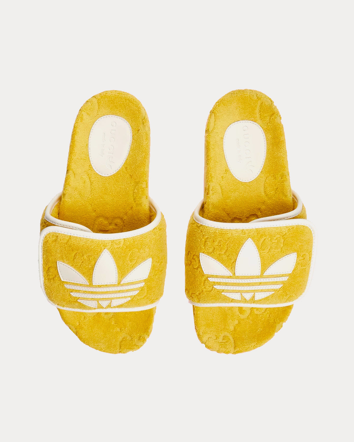 Adidas x Gucci GG Platform Yellow Cotton Sponge Sandals - Sneak in Peace