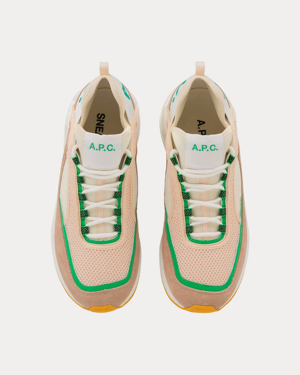 A.P.C. Run Around Beige / Green Low Top Sneakers - Sneak in Peace
