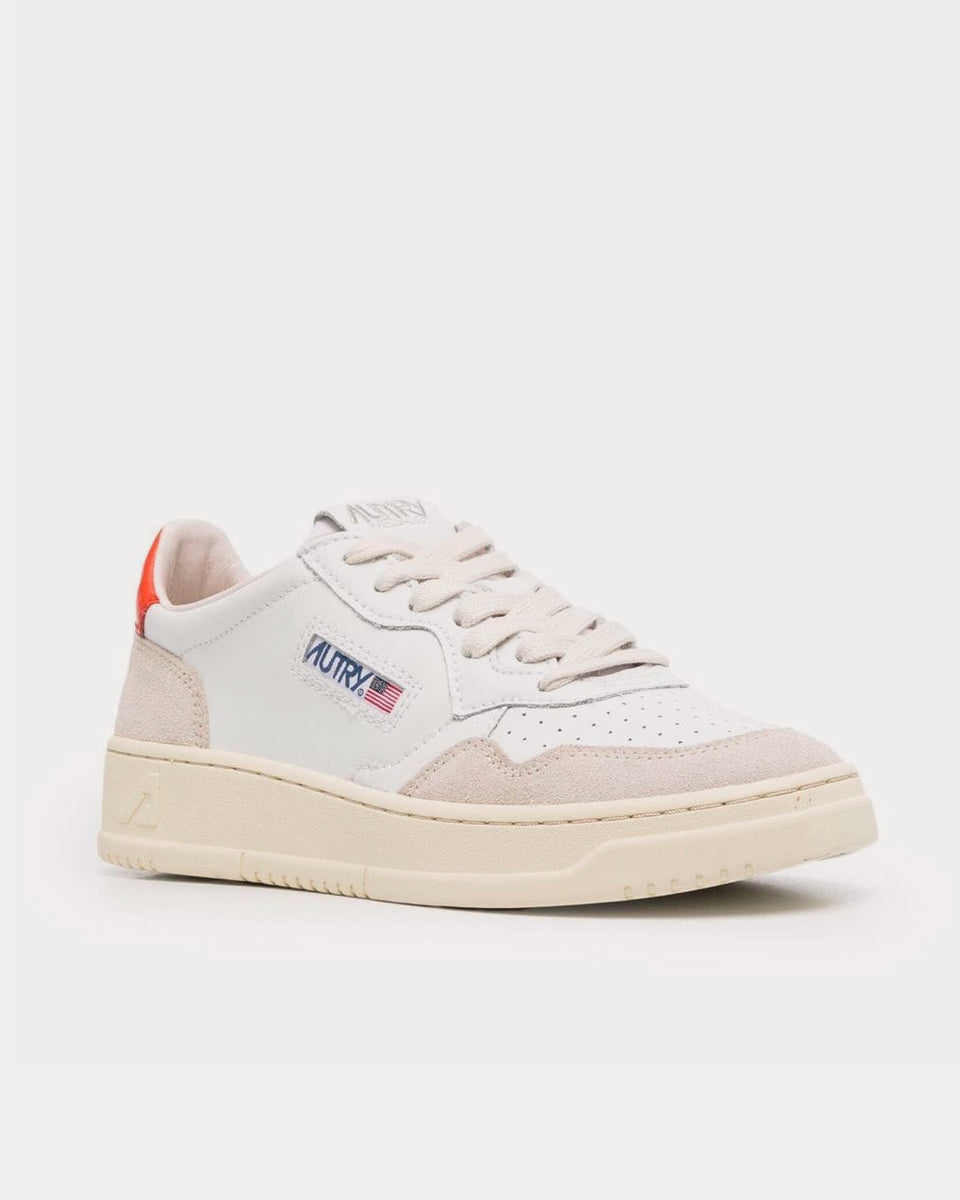Autry Logo Patch White / Orange Low Top Sneakers - Sneak in Peace
