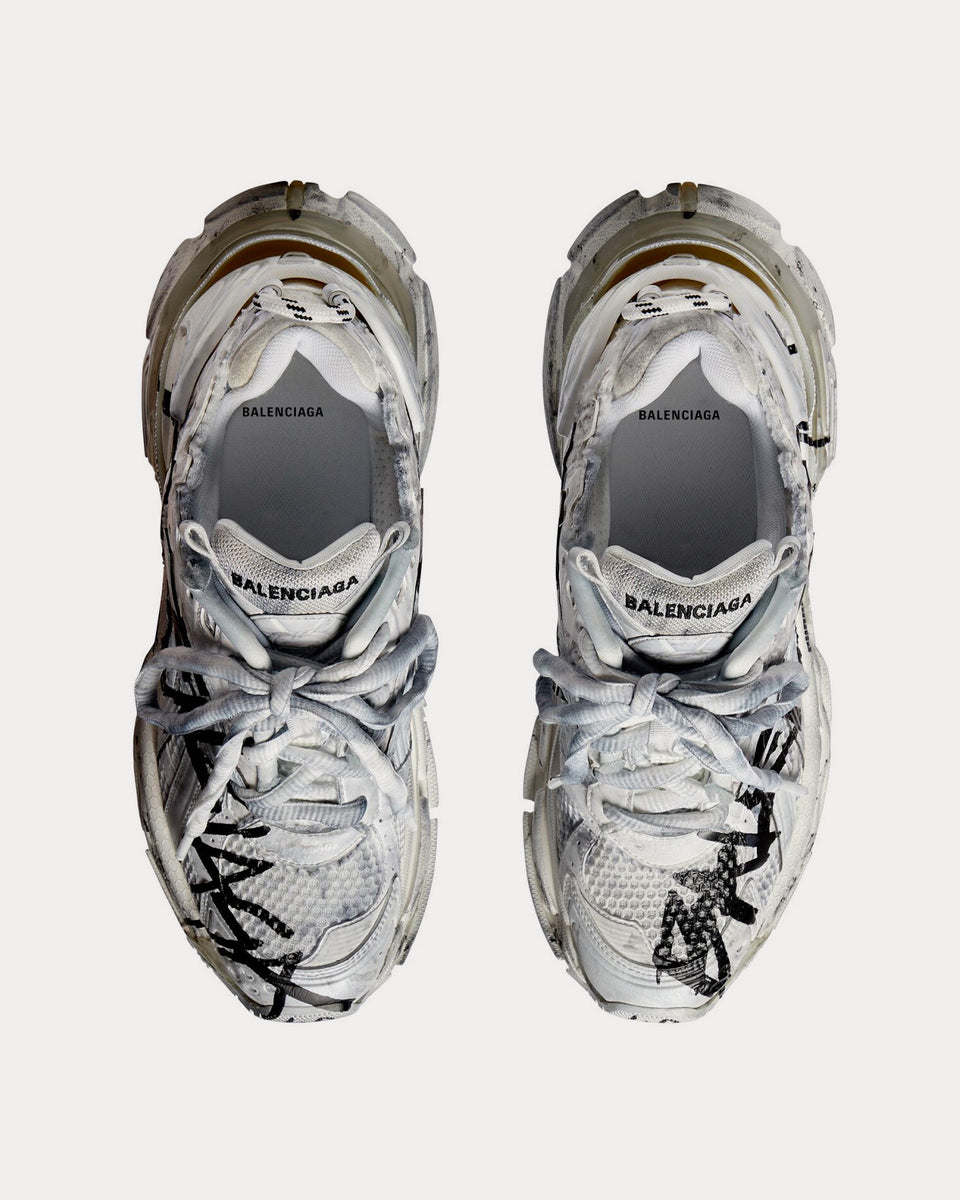 Balenciaga Runner Graffiti Mesh & Nylon White / Black Low Top Sneakers ...