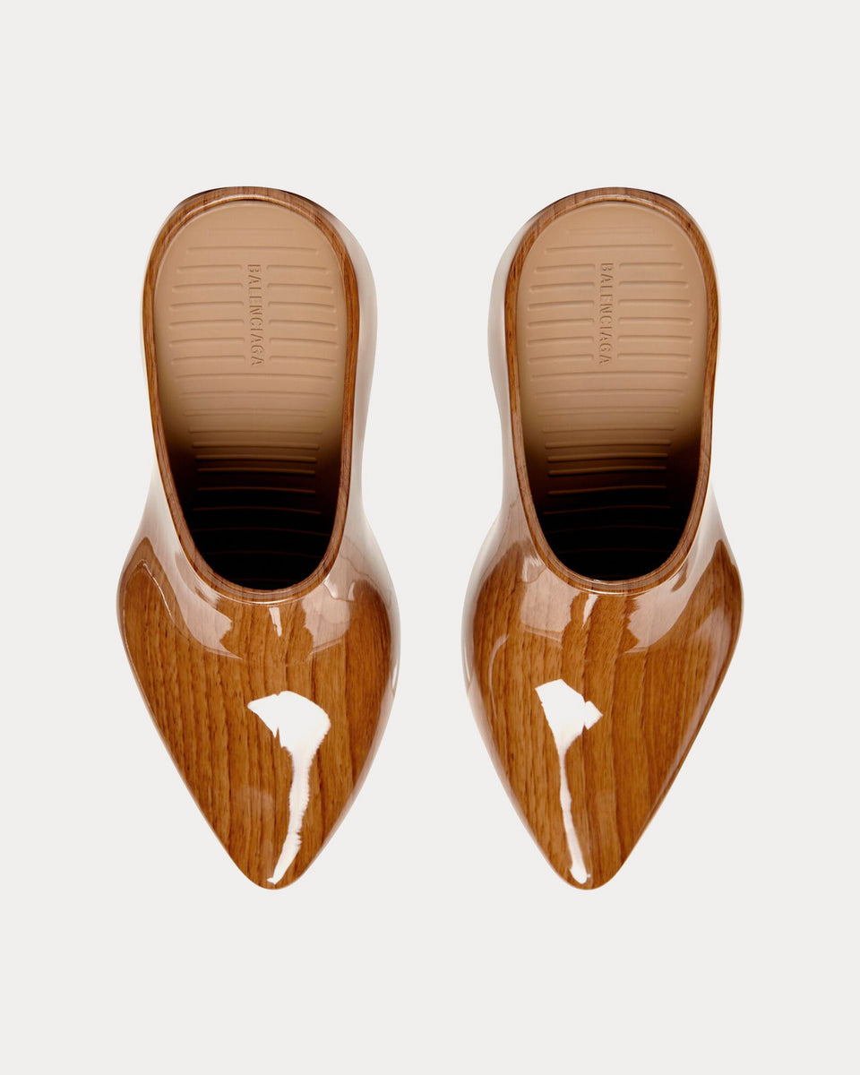 Balenciaga Technoclog Rubber Wood Printed Beige Slip Ons - Sneak in Peace