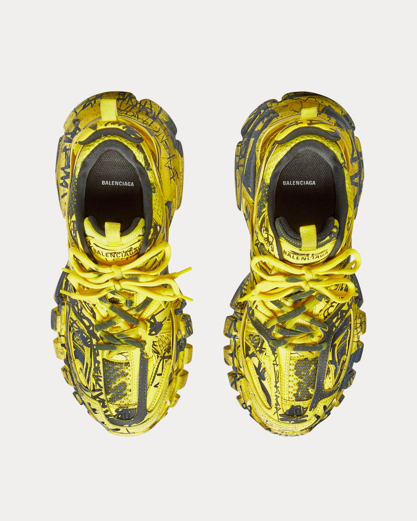 Balenciaga Track Graffiti Mesh & Nylon Yellow / Black Low Top Sneakers ...