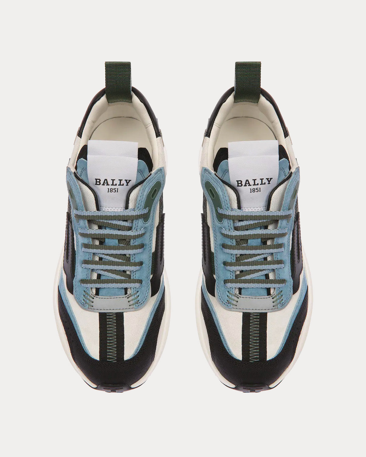Bally Darky Leather Black / Dusty White / Light Blue Low Top Sneakers ...