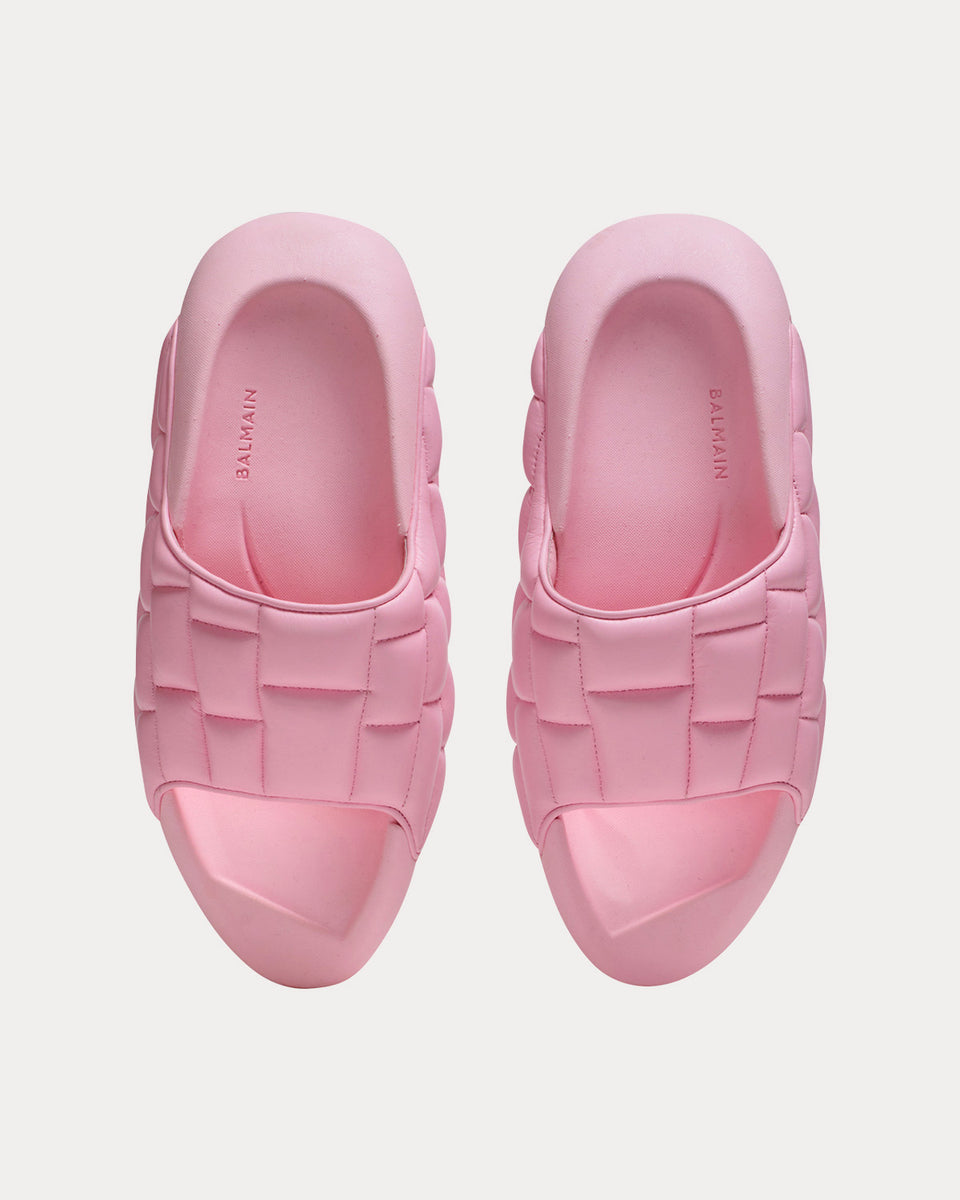 Balmain B-IT Quilted Leather Pink Mules - Sneak in Peace