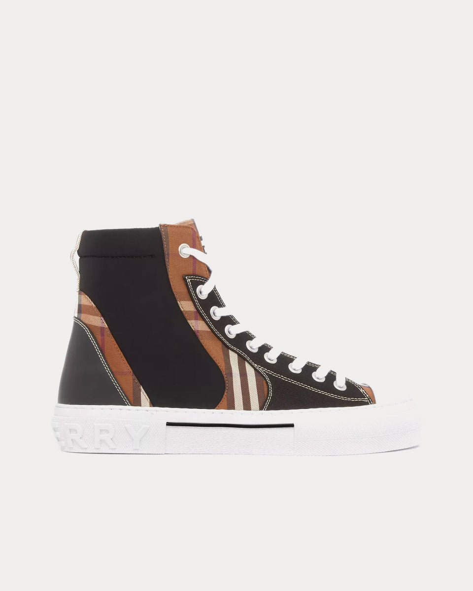 Burberry Vintage Check Cotton & Neoprene Black / Dark Birch Brown High ...