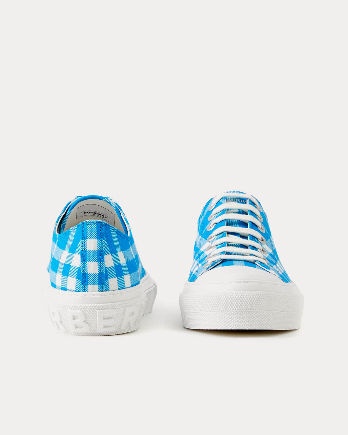 Burberry Men's Check Cotton Vivid Blue Low Top Sneakers & Trainers