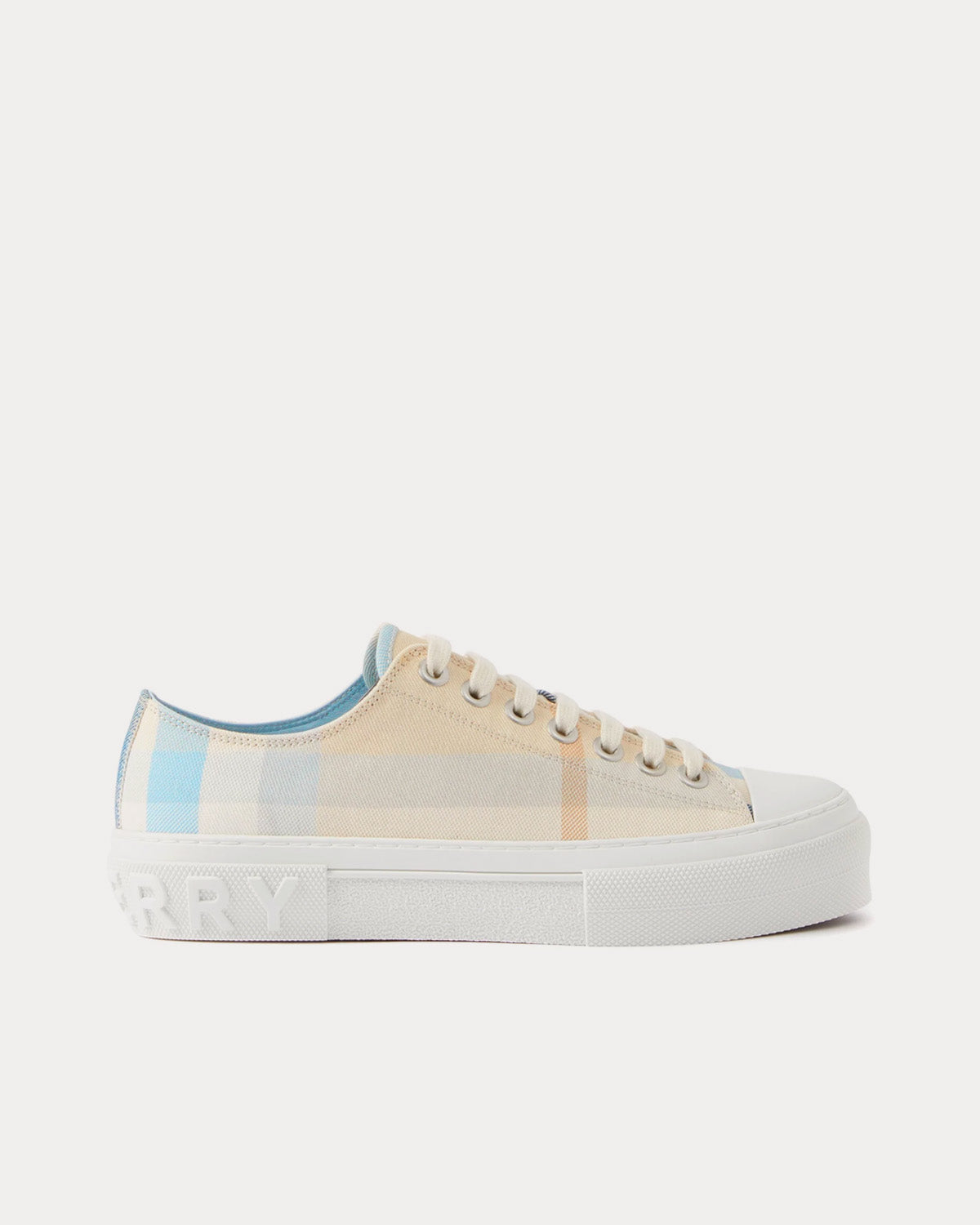 Burberry Women's Check Cotton Soft Blue Low Top Sneakers