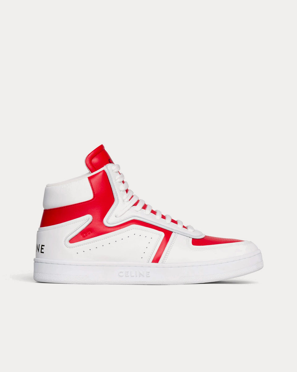 Celine CT-01 "Z" Calfskin Optic White / Red High Top Sneakers - Sneak ...