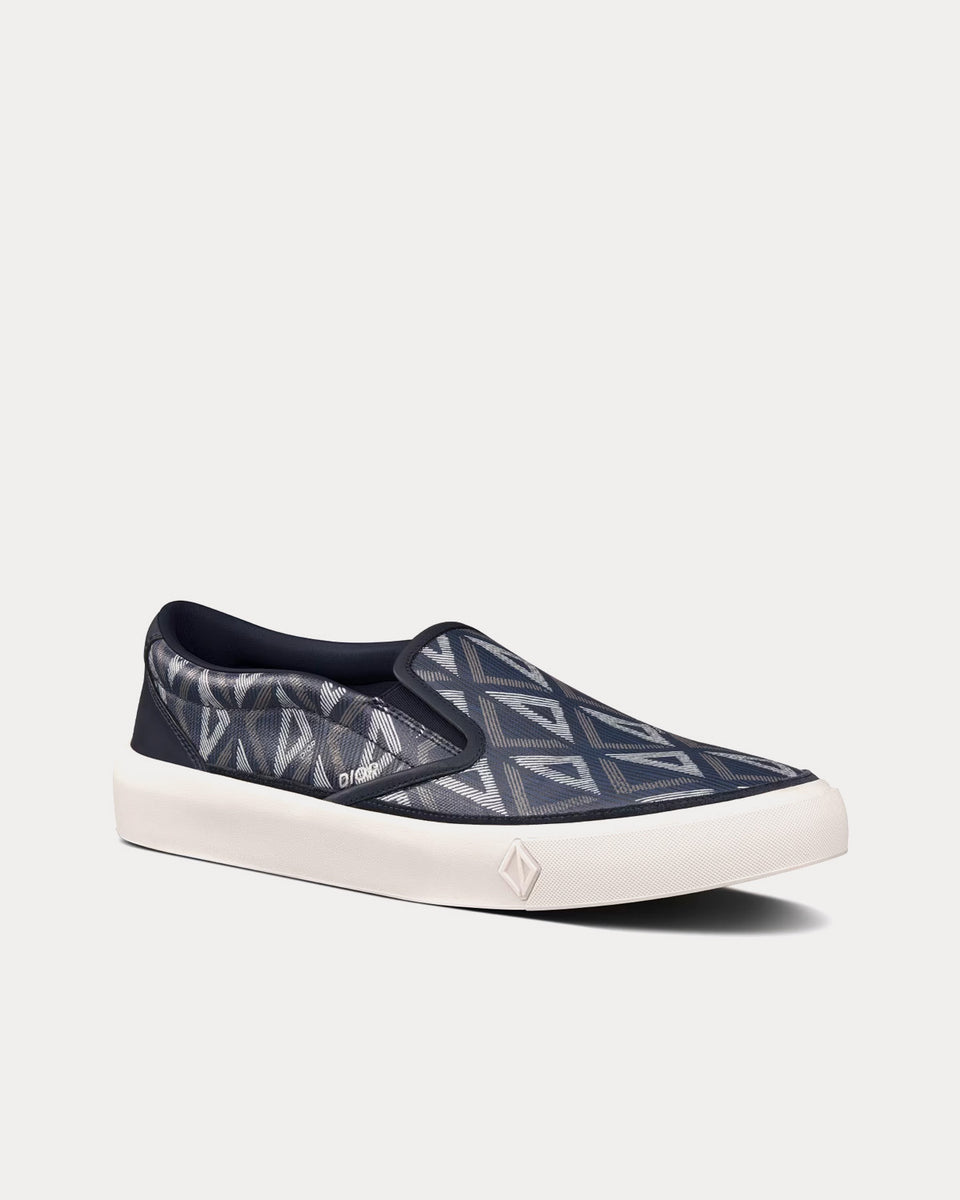 Dior B101 Navy Blue CD Diamond Canvas and Smooth Calfskin Slip On ...