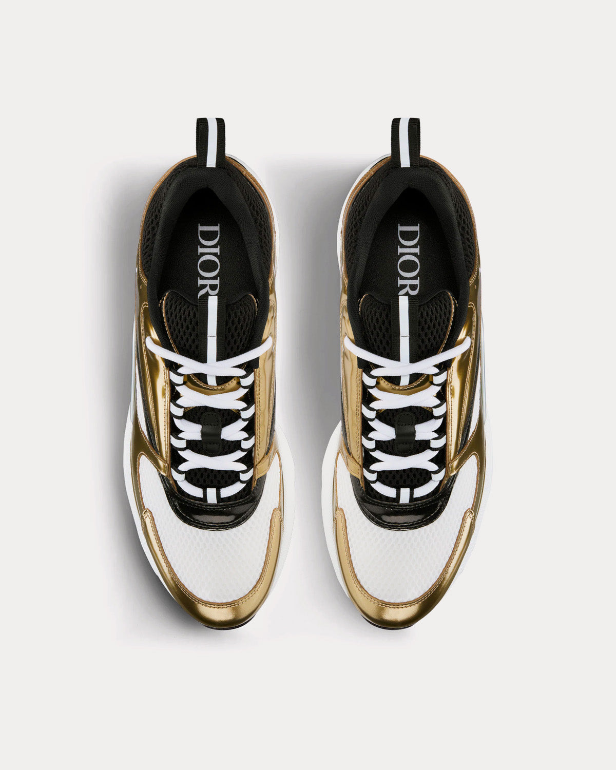Dior B22 Technical Mesh & Laminated Calfskin Gold-Tone / White / Black ...