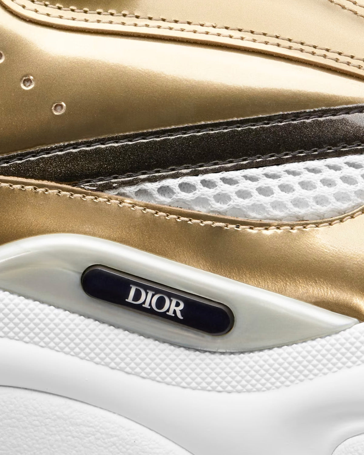 Dior B22 Technical Mesh & Laminated Calfskin Gold-Tone / White / Black ...