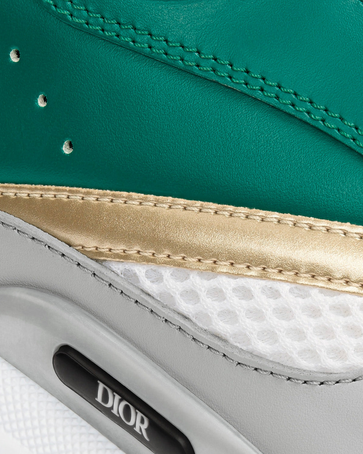 Dior B22 White and Black Technical Mesh with Green, White and Gold-Tone ...