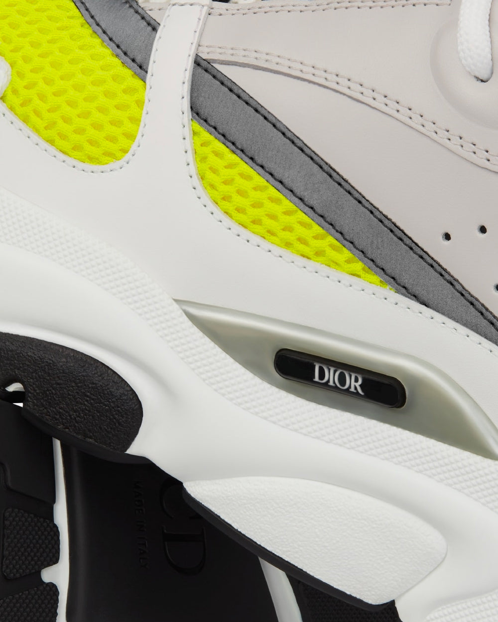 Dior B22 White and Yellow Technical Mesh with Beige and White Smooth ...