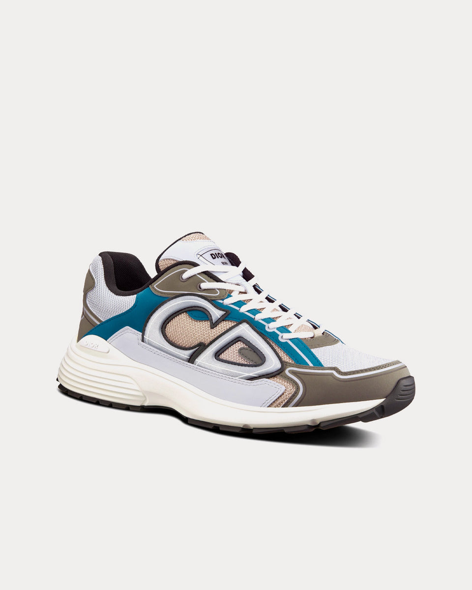Dior B30 White and Beige Mesh with Blue and Olive Technical Fabric Low ...