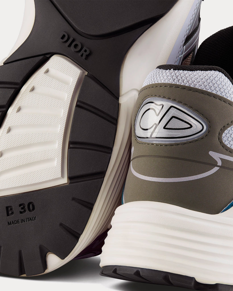 Dior B30 White and Beige Mesh with Blue and Olive Technical Fabric Low ...