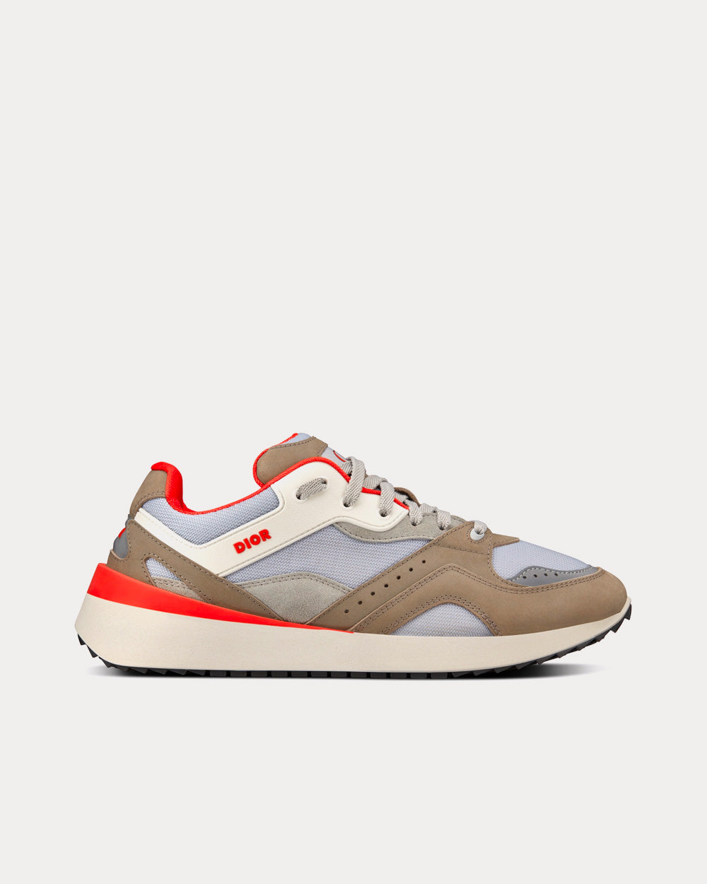 Dior Men's B29 Gray Technical Mesh and Suede with Brown Smooth Calfskin ...