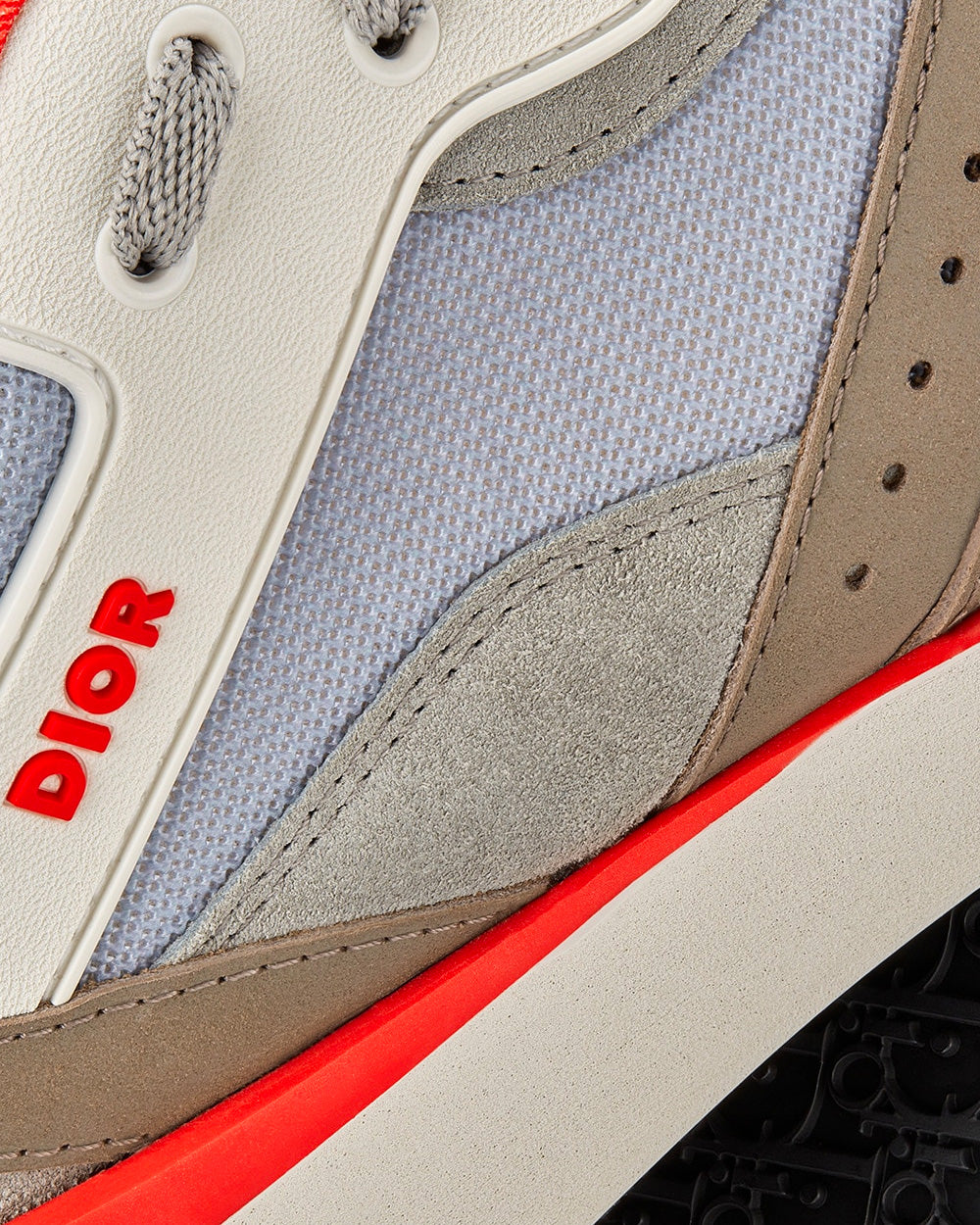 Dior Men's B29 Gray Technical Mesh and Suede with Brown Smooth Calfskin ...