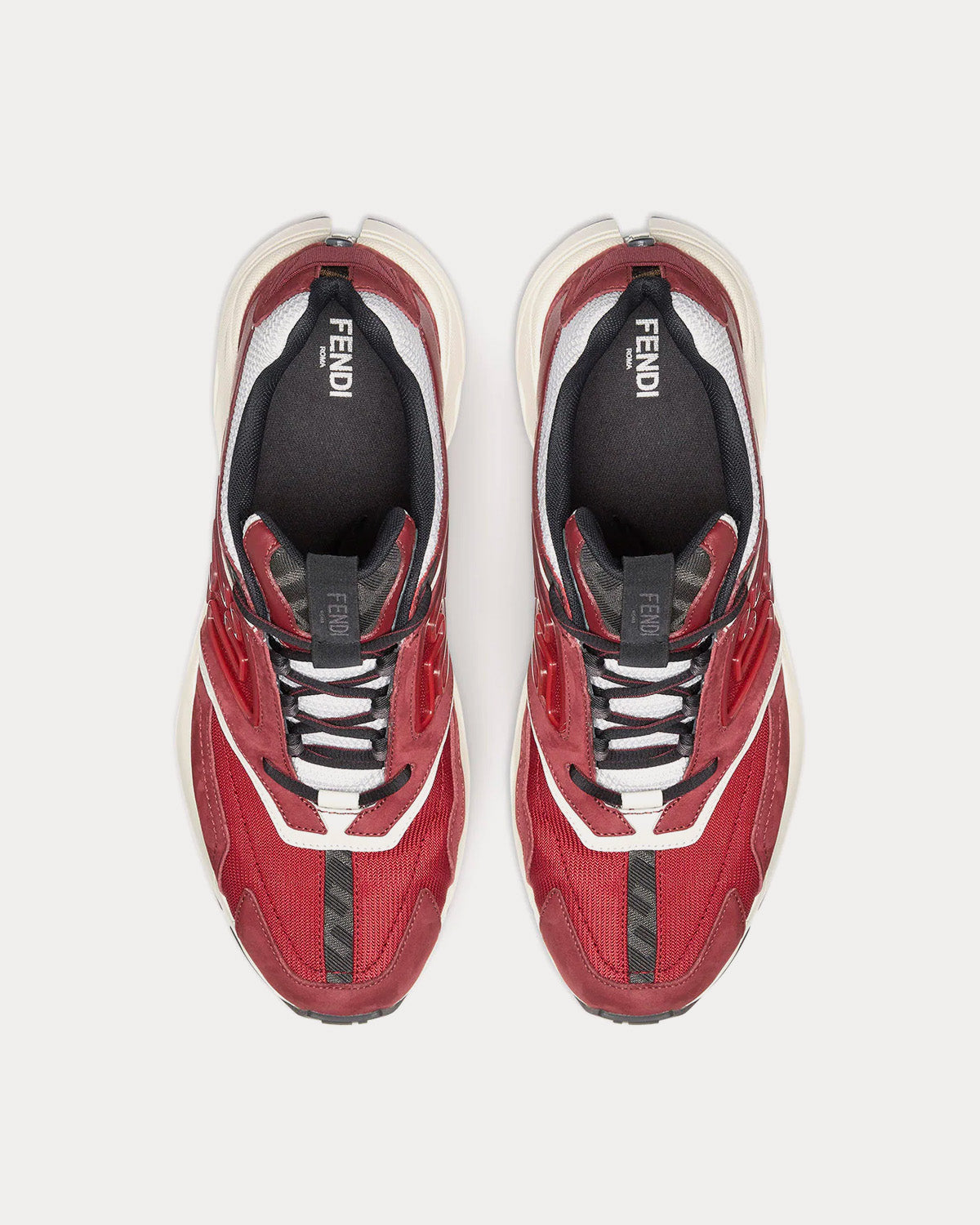 Fendi Men's Faster Leather Burgundy Low Top Sneakers & Trainers