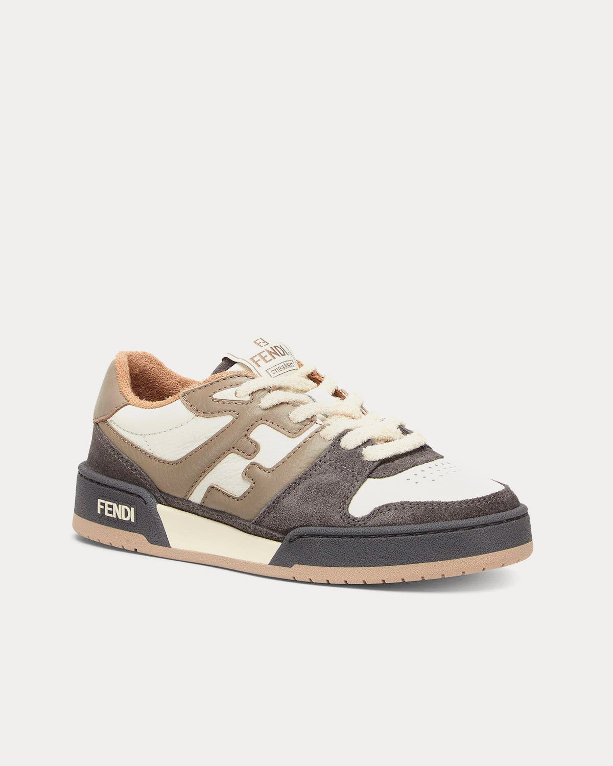 Buy Fendi Women's Match Leather Dove Grey / Brown Low Top Sneakers ...