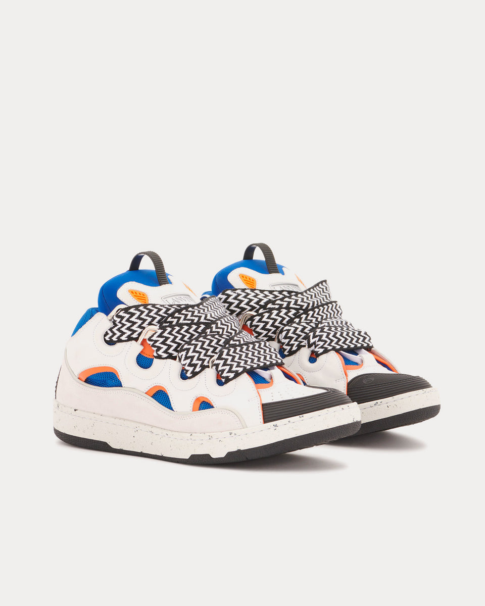 Lanvin Curb Leather White / Blue / Orange Low Top Sneakers - Sneak in Peace