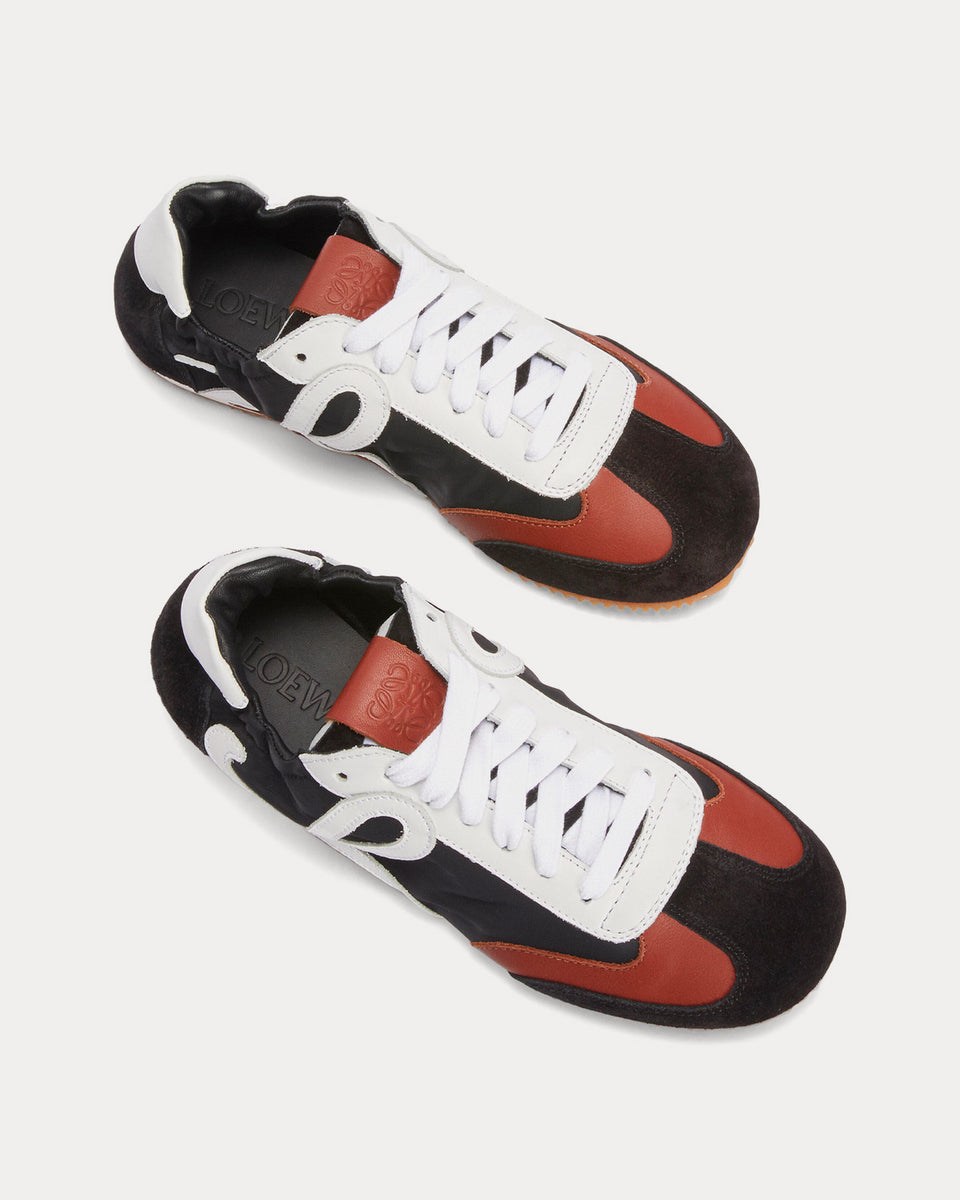 Loewe Ballet Runner in Nylon & Calfskin Black / White / Brown Low Top ...
