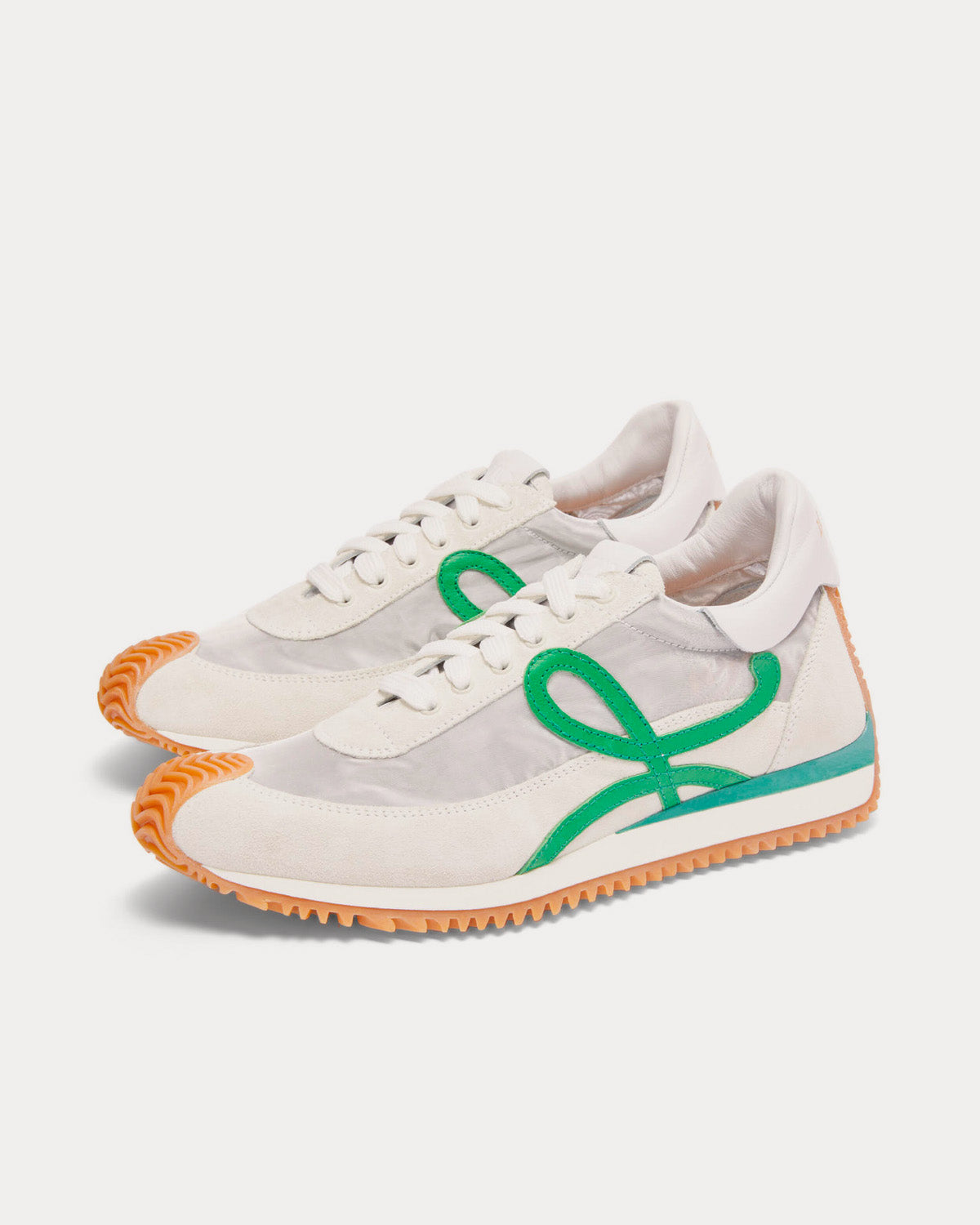 Loewe Women's Flow Runner in Technical Mesh & Suede Silver / White ...