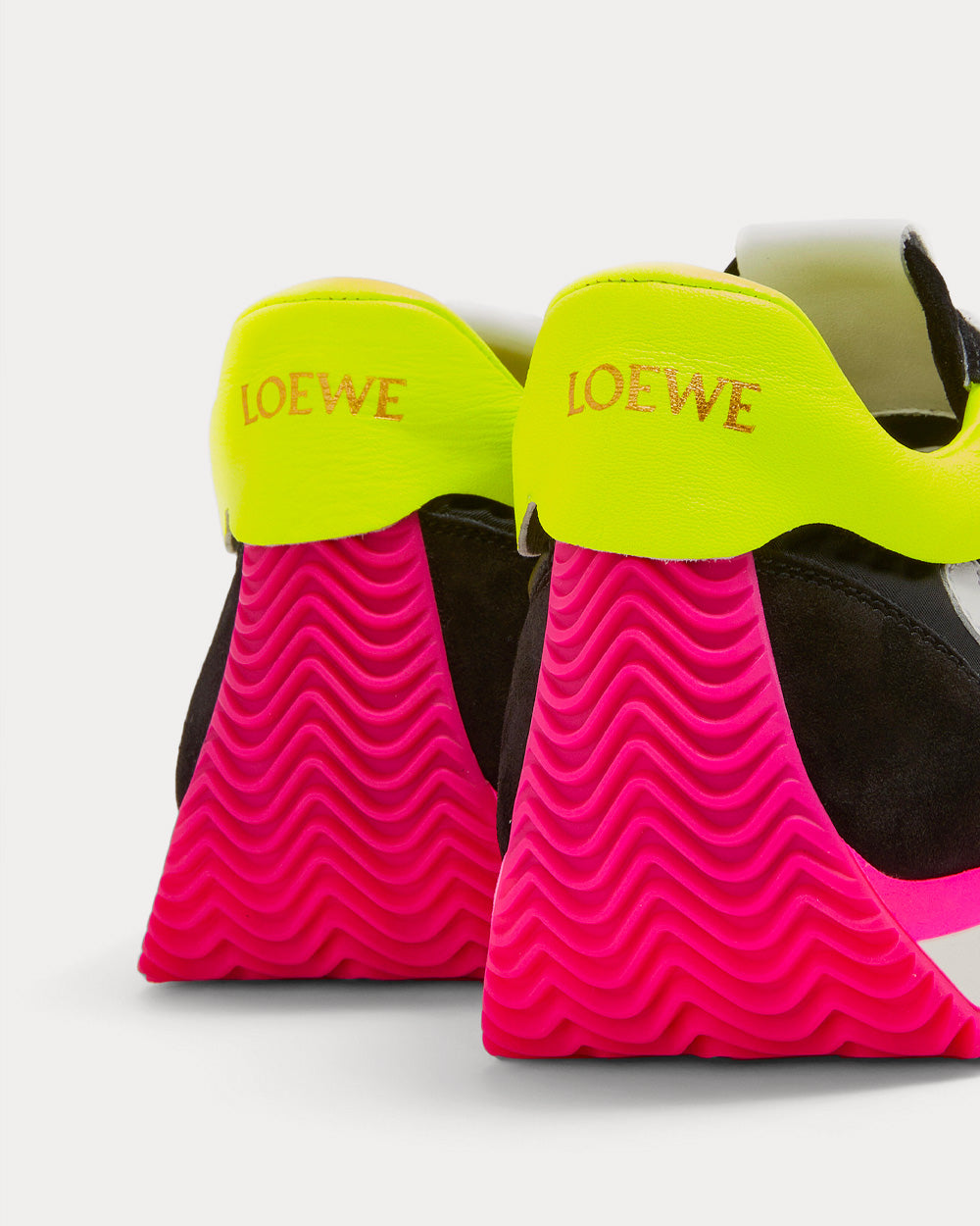 Loewe Women's Flow Runner Nylon & Suede Black / Neon Pink Low Top ...