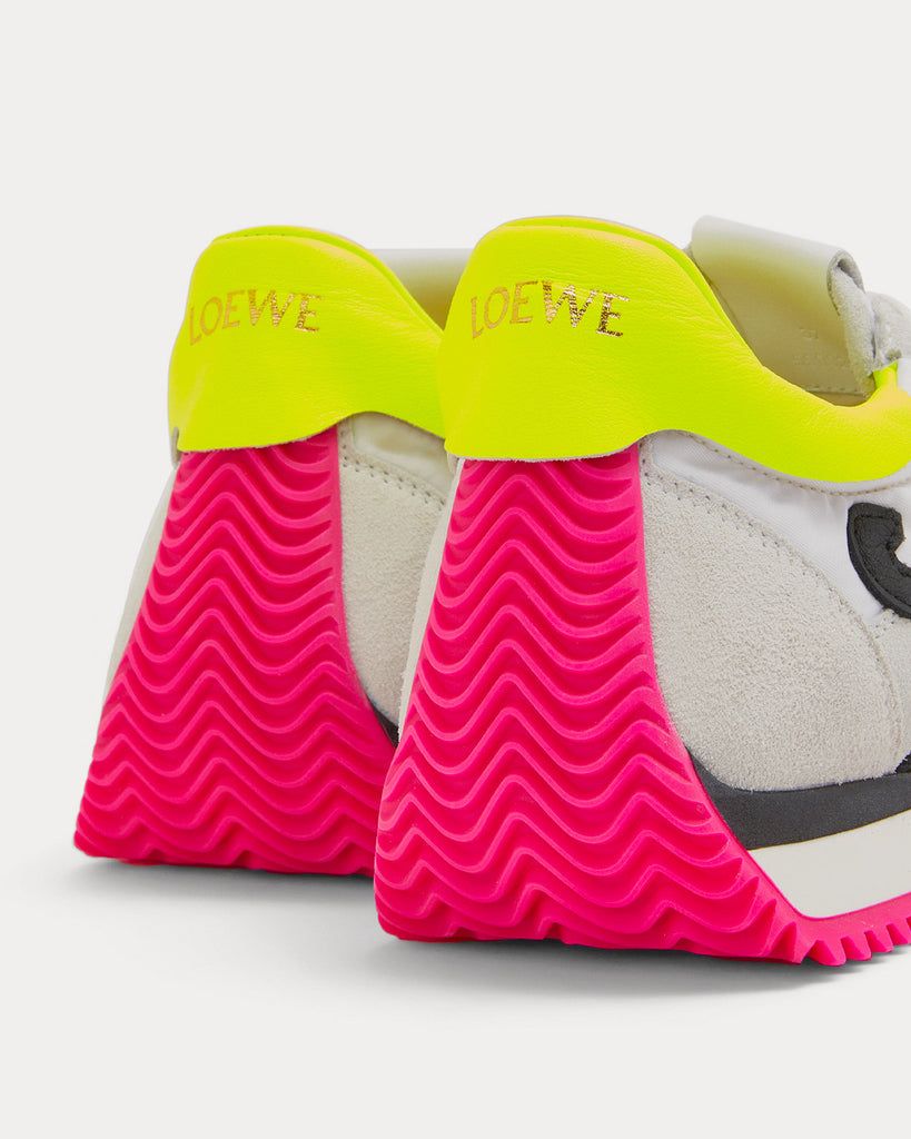 Loewe Flow Runner Nylon & Suede Soft White / Neon Pink Low Top Sneakers ...
