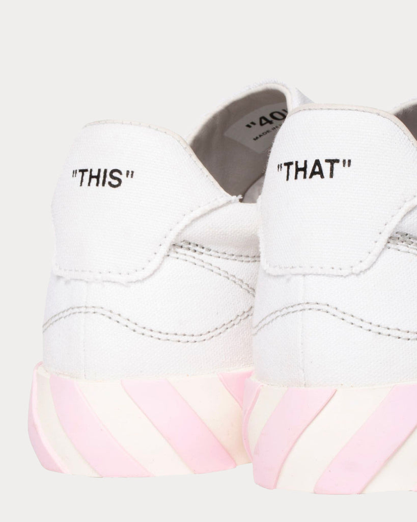 Off-White Vulcanized White / Pink Low Top Sneakers - Sneak in Peace