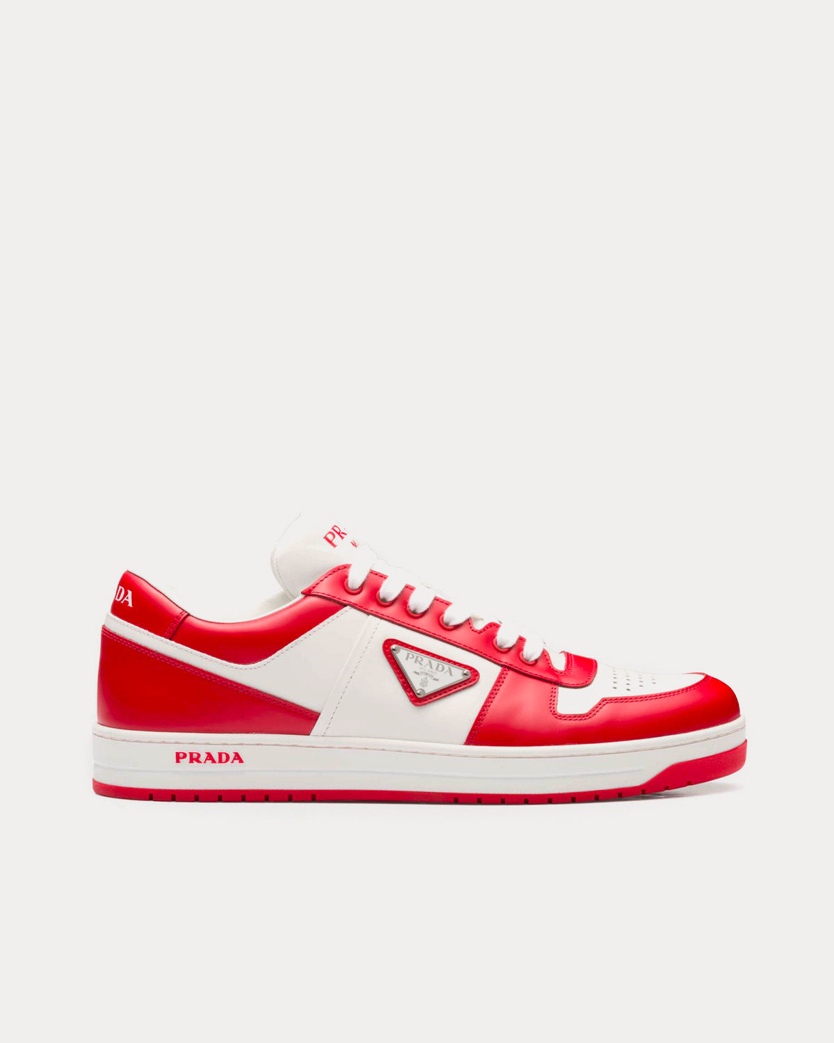 Prada Downtown Leather White / Lacquer Red Low Top Sneakers - Sneak in ...