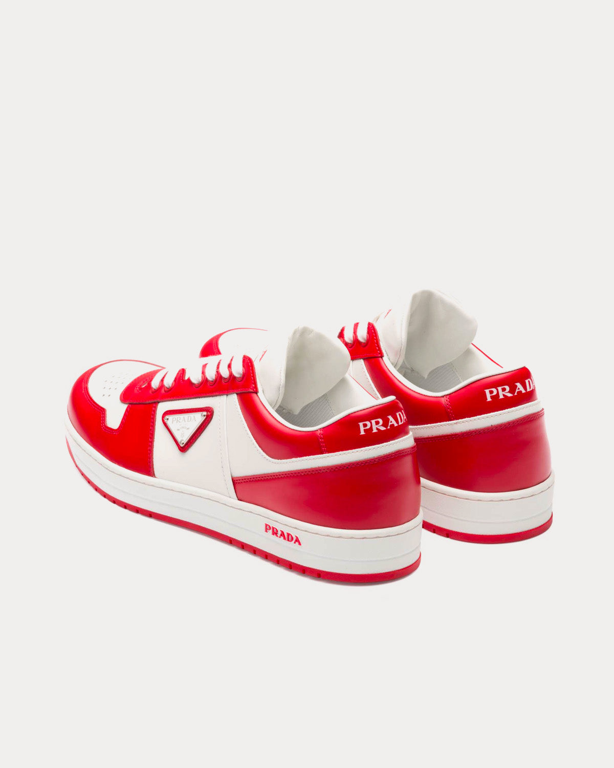 Prada Downtown Leather White / Lacquer Red Low Top Sneakers - Sneak in ...
