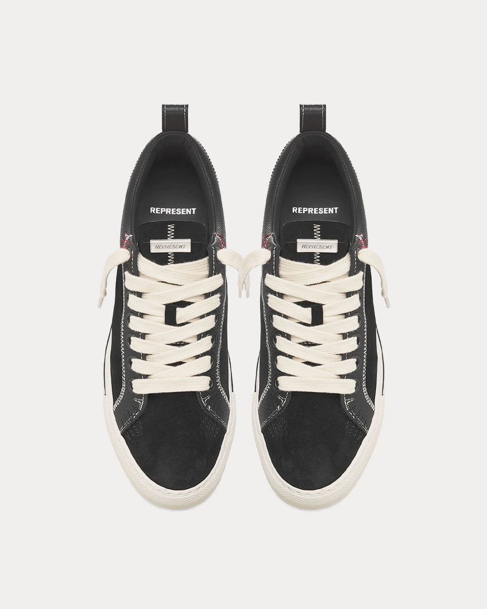 Represent Alpha Black / Vintage White Stitch Low Top Sneakers - Sneak ...