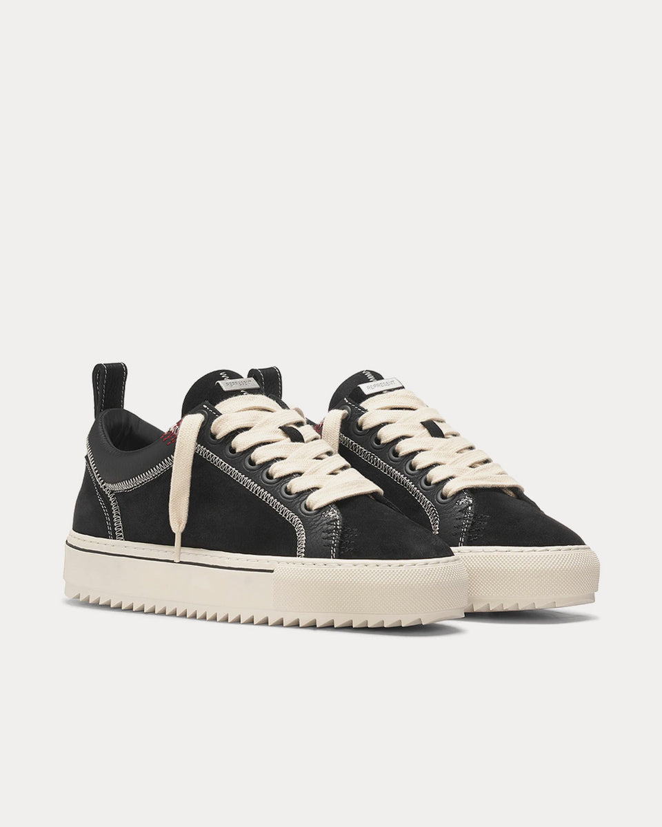 Represent Alpha Black / Vintage White Stitch Low Top Sneakers - Sneak ...