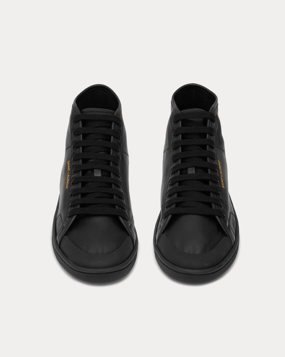 Saint Laurent SL/39 Court Classic Leather Noir Mid Top Sneakers - Sneak ...