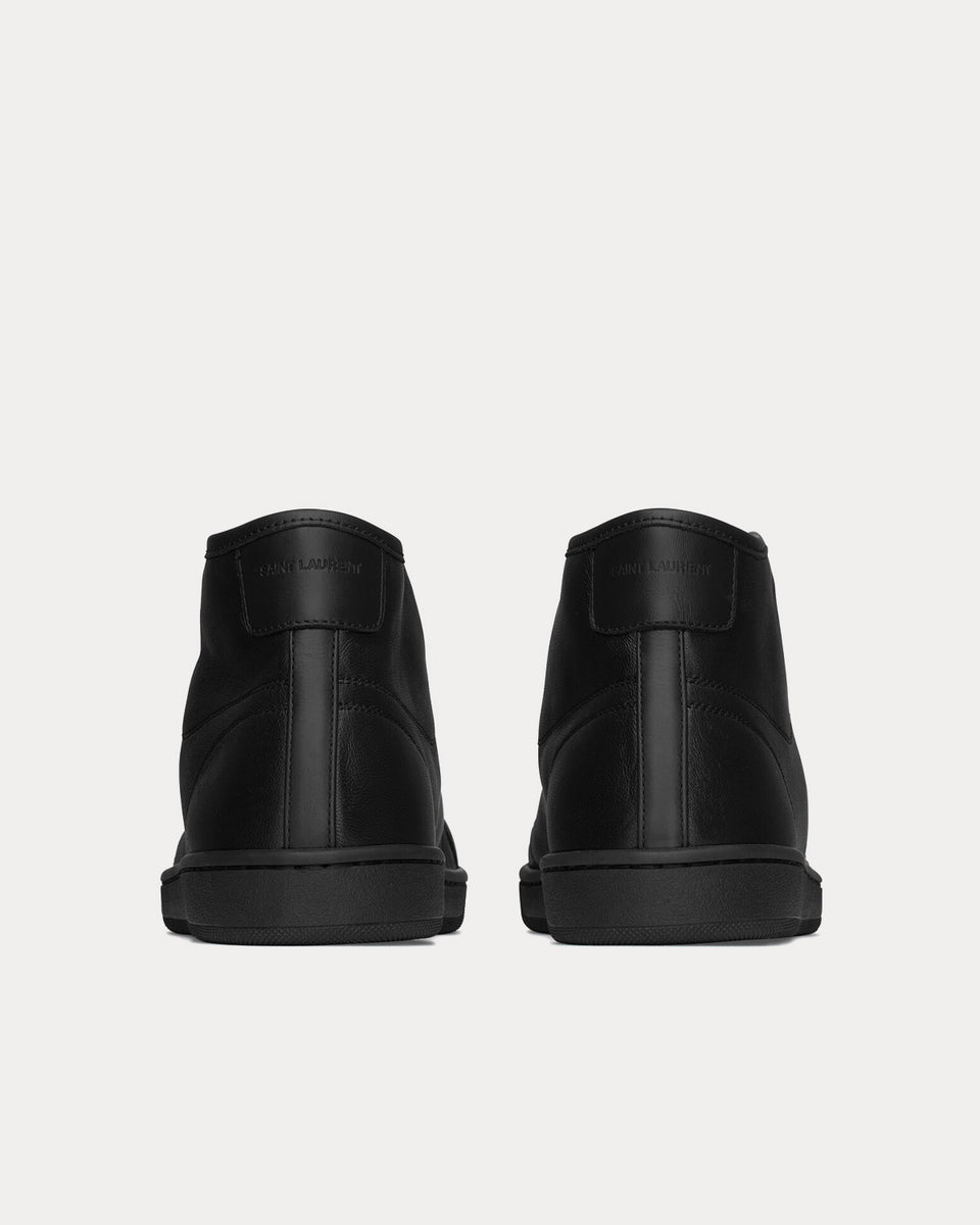 Saint Laurent SL/39 Court Classic Leather Noir Mid Top Sneakers - Sneak ...