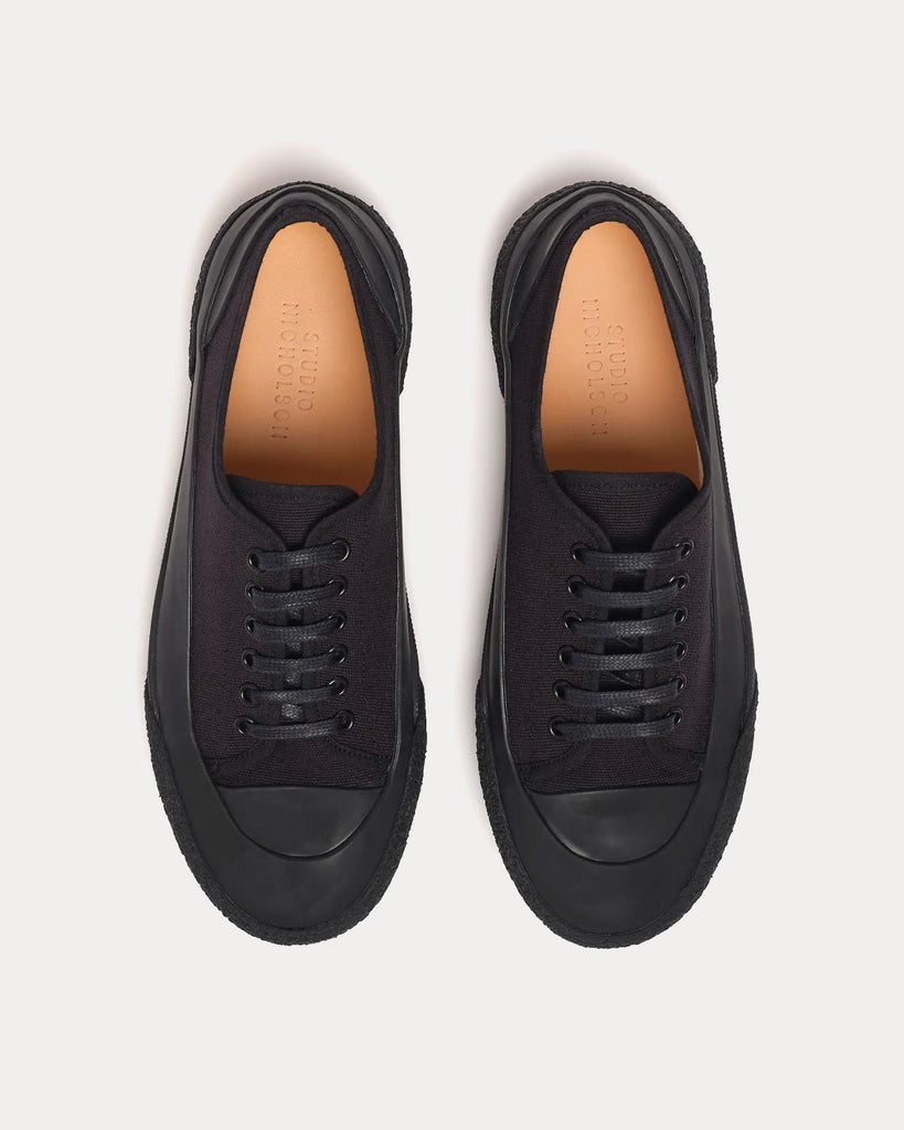 Studio Nicholson Sharp Canvas Darkest Navy Low Top Sneakers - Sneak in ...