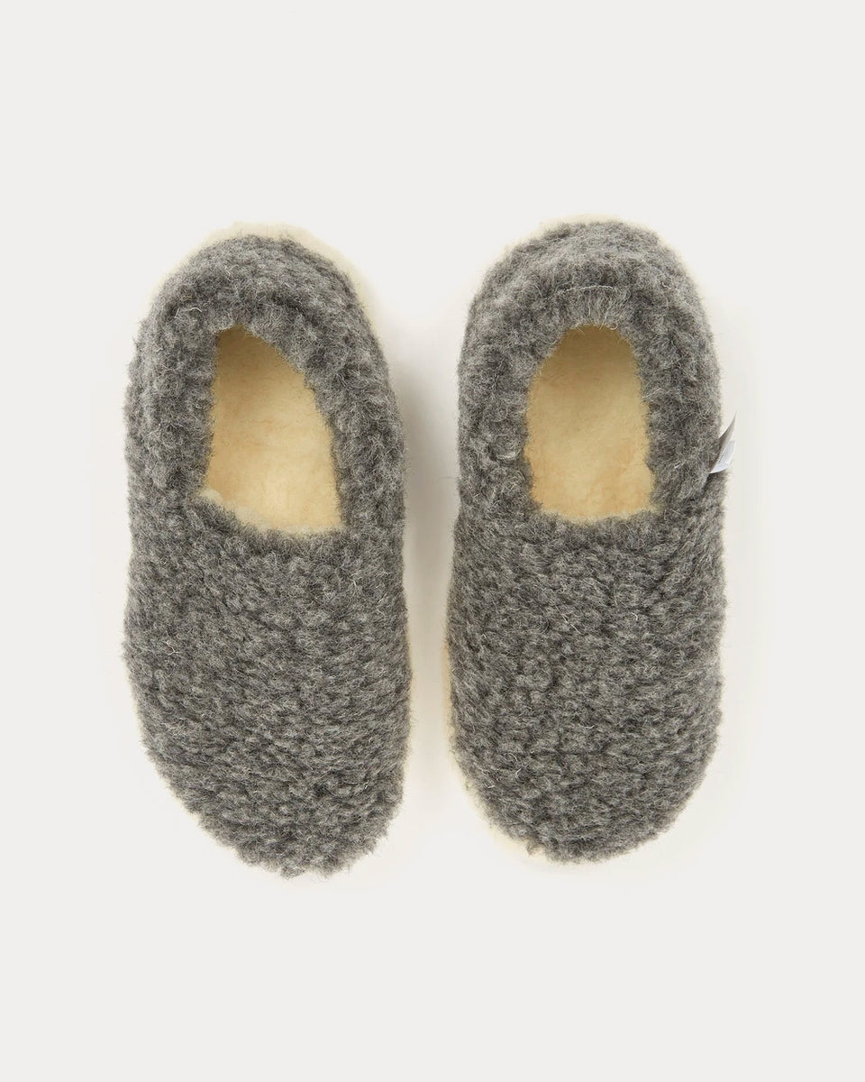 Yoko Wool Siberian Wool Graphite Slip Ons - Sneak in Peace