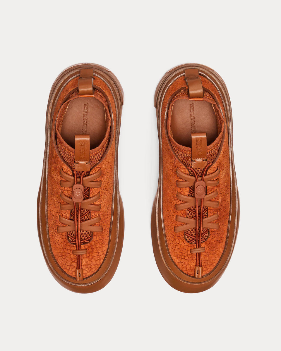 Zegna x Mr Bailey Triple Stitch Suede Vicuna Color Low Top Sneakers ...